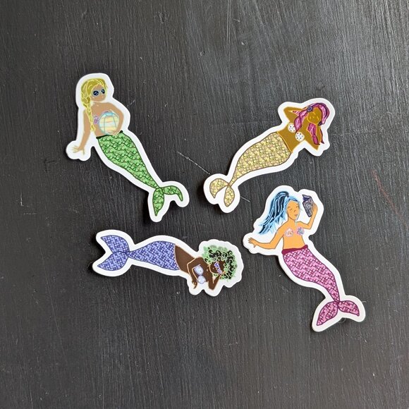 Hand Crafted | Design | That Mermaid Feeling Set Of 4 Vinyl Stickers 3 ...